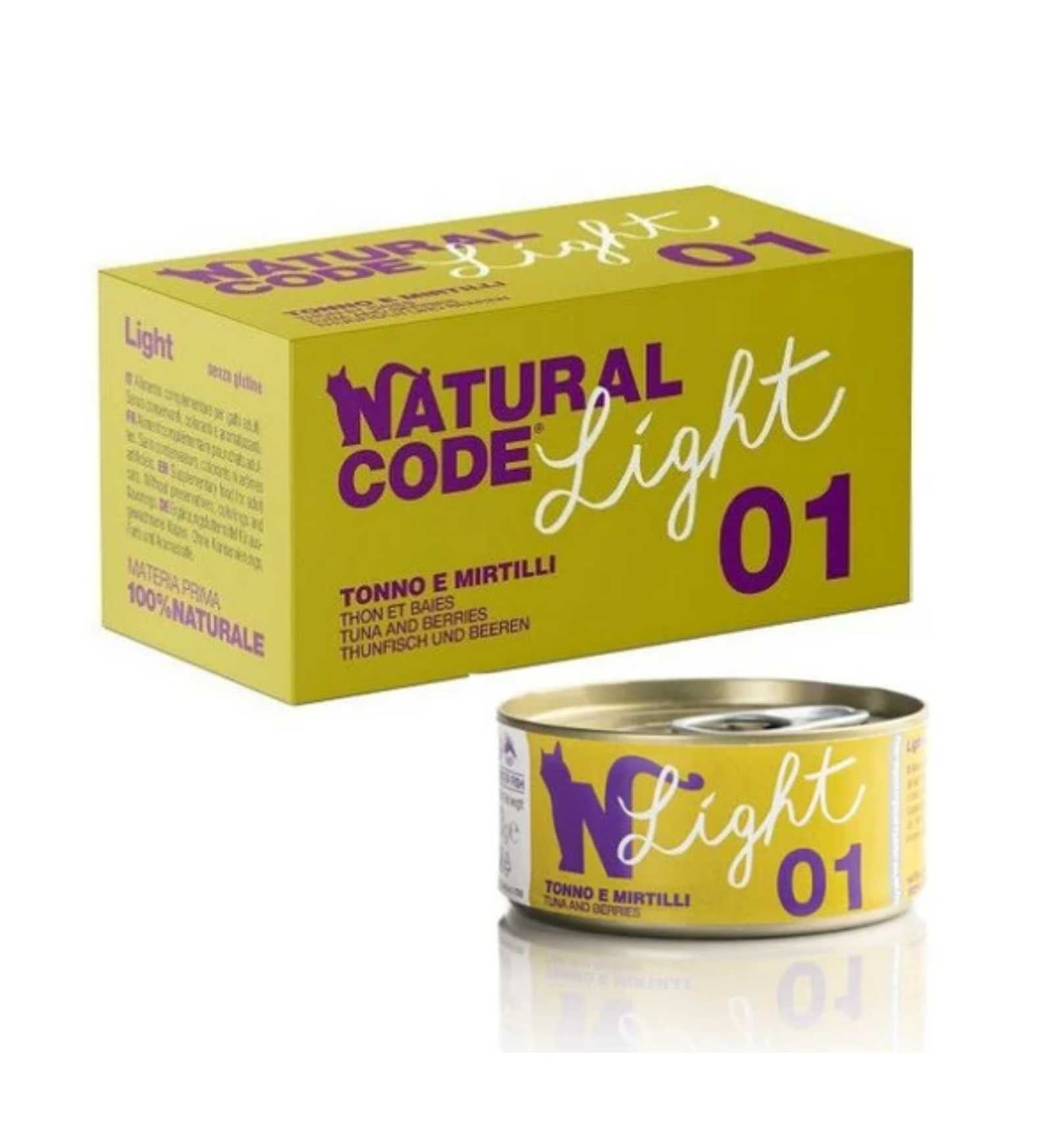 NATURAL CODE GATTO LIGHT 01 MULTIPACK TONNO E MIRTILLI 4 LATTINE DA 70 ...