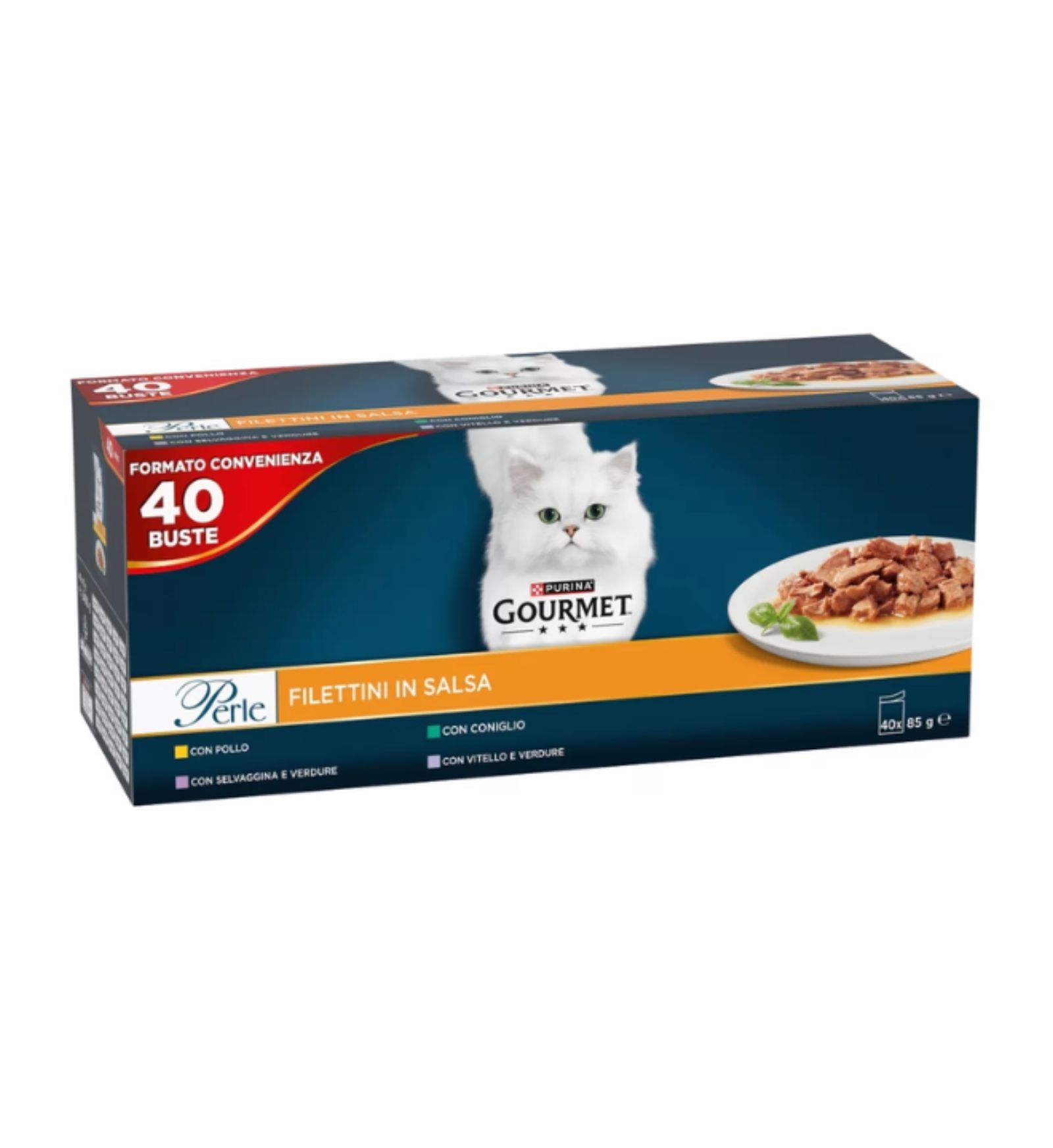 PURINA GOURMET GATTO MULTIPACK FILETTI IN SALSA CON POLLO, CONIGLIO, V ...